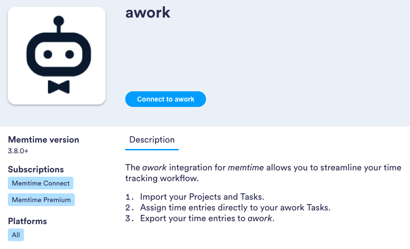 How to connect to awork