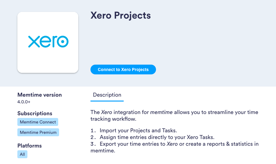 How to connect to Xero Projects