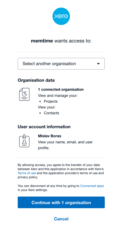 How to connect to Xero Projects