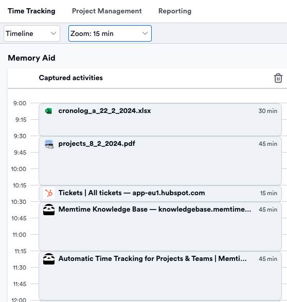 How does Memtime track my activities?