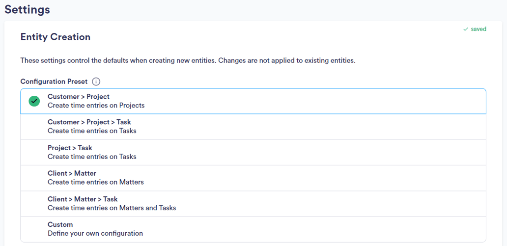 Creating Projects in Memtime Projects Private