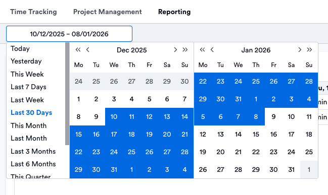 Reports and Statistics in Memtime