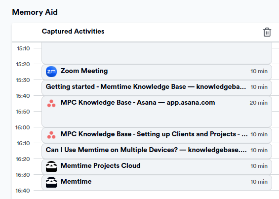How does Memtime track my activities?